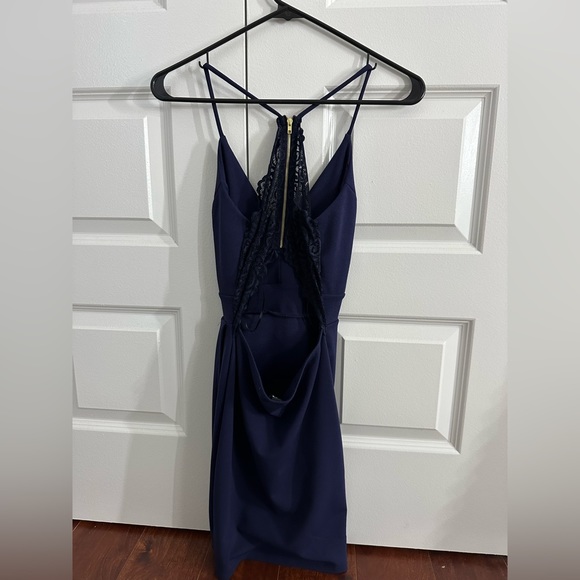 Windsor | Dresses | Windsor Navy Blue Bodycon Lace Back Dress | Poshmark